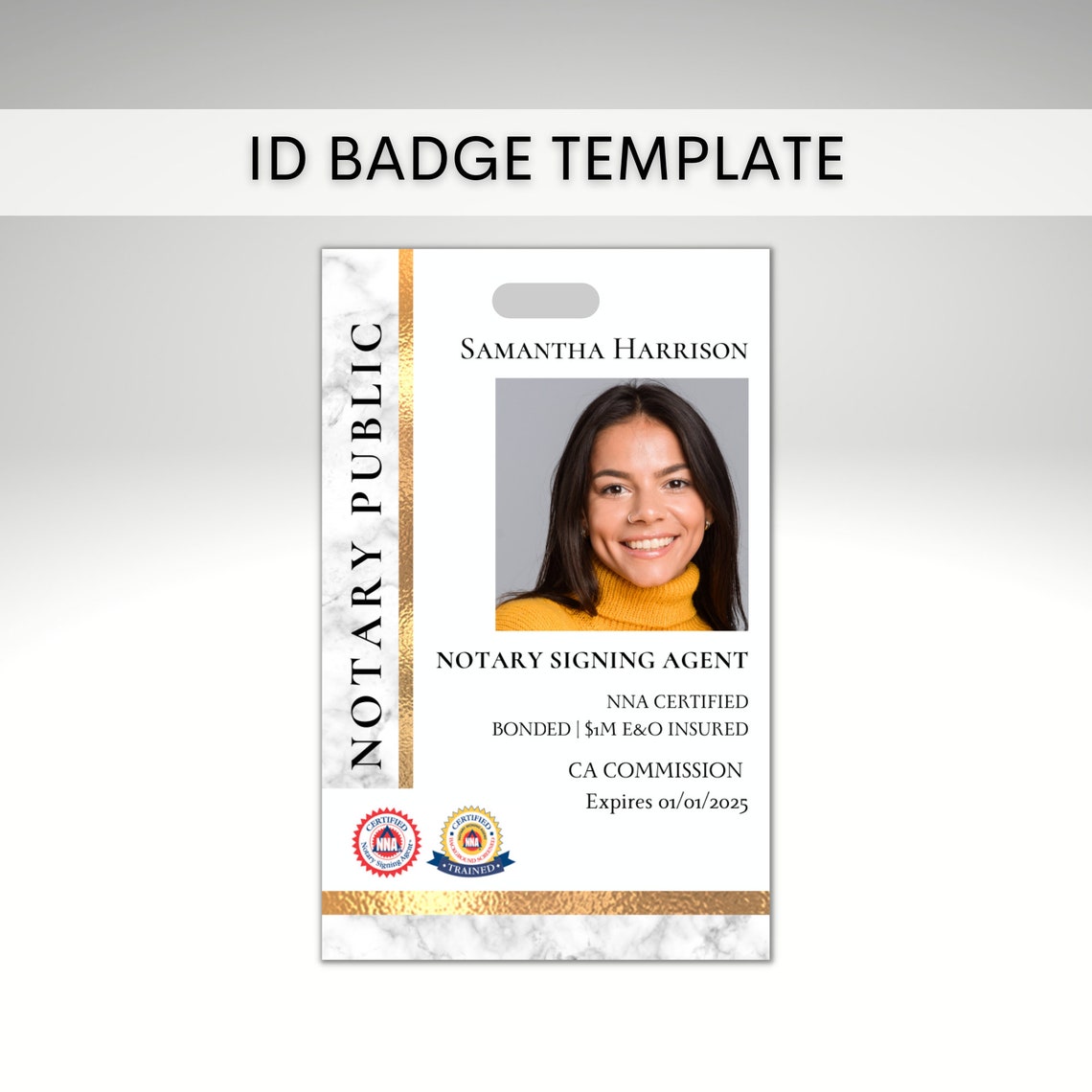 Professional Marble Notary Badge Template for Notary Signing - Etsy