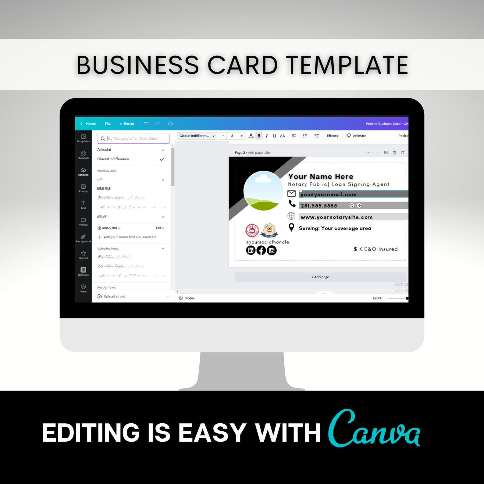 Notary Signing Agent Business Card Photo Business Card for - Etsy