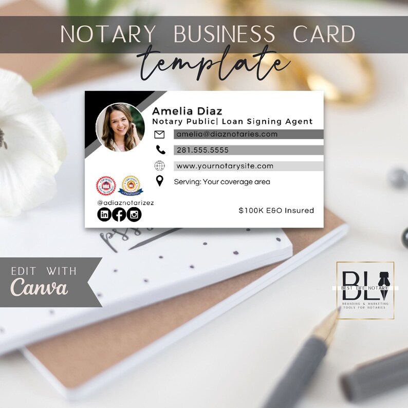 Notary Signing Agent Business Card Photo Business Card for - Etsy
