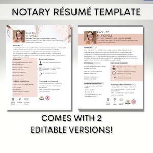 Notary Marketing Resume Template Bundle, Loan Signing Agent ...