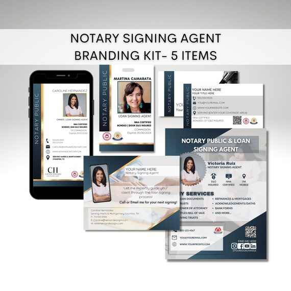 Editable Notary Branding Bundle Loan Signing Agent Marketing - Etsy