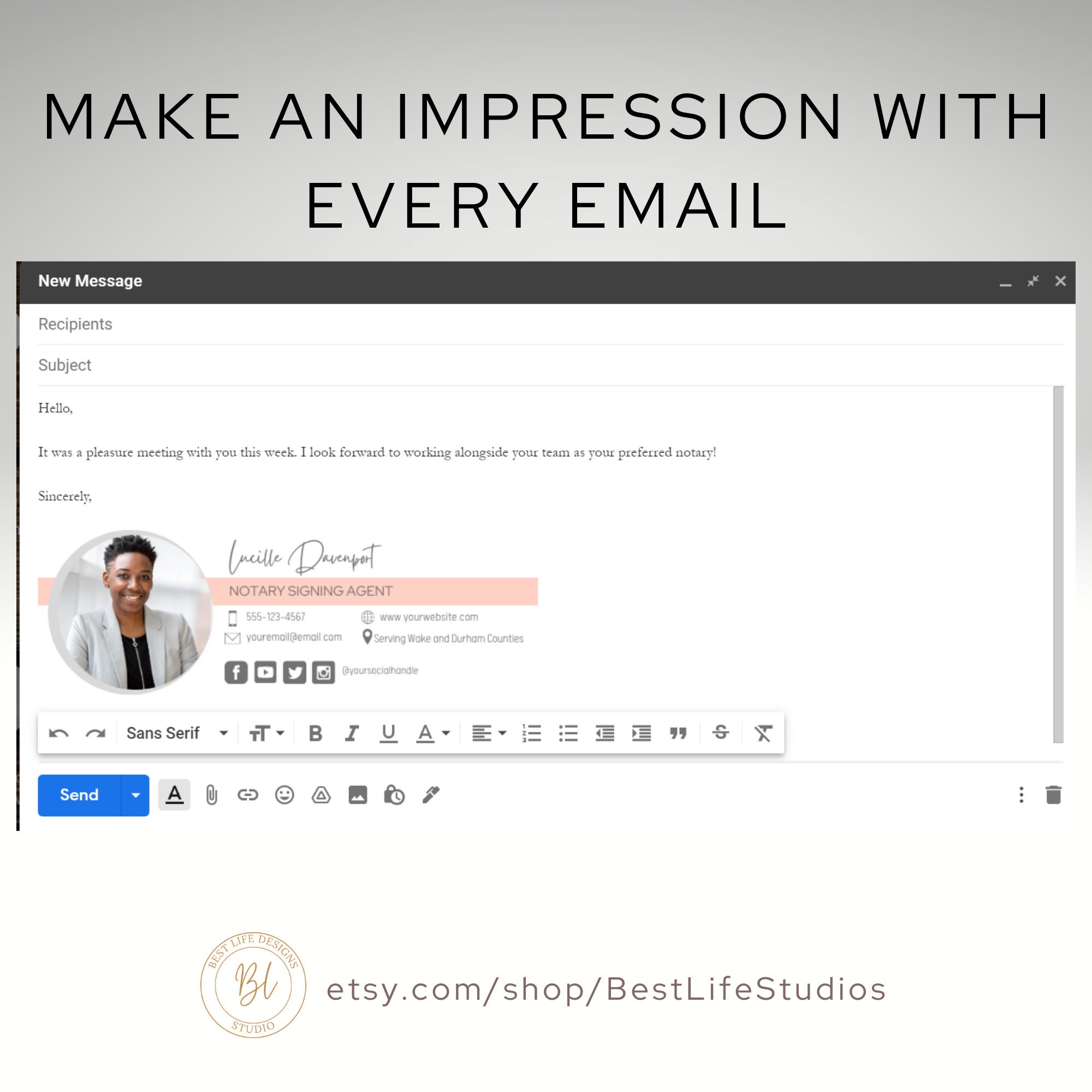 Notary Gmail Signature Template Editable Email Signature for - Etsy
