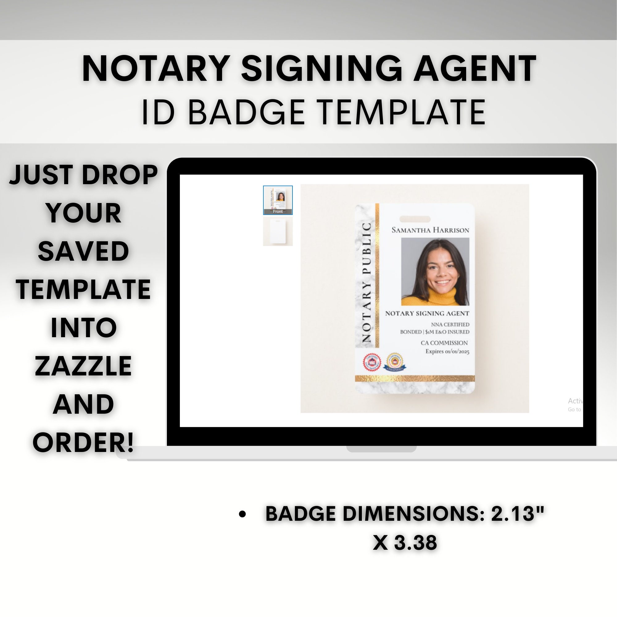 Professional Marble Notary Badge Template for Notary Signing - Etsy