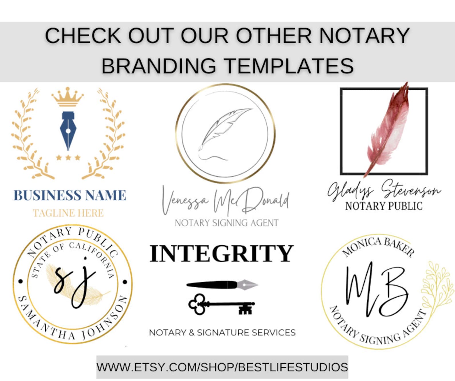 Notary Public Logo PreMade DIY Logo Template Crown and Pen | Etsy