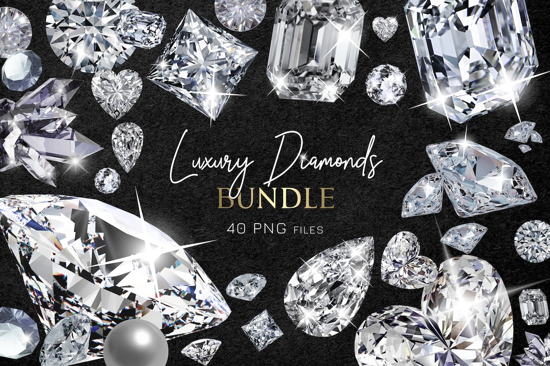 Luxury Diamond Clipart, Diamonds Bundle PNG, Jewelry Clipart, Gems ...