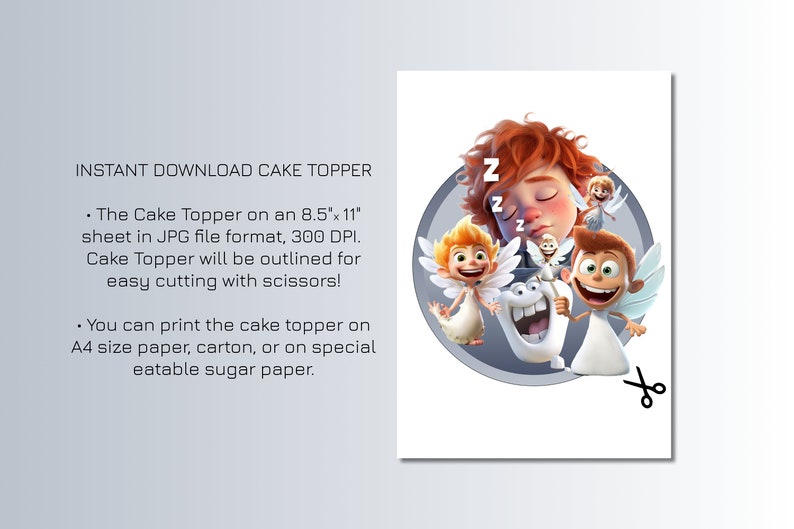 Tooth Fairy Cake Topper Printable Tooth Cake Centerpiece - Etsy