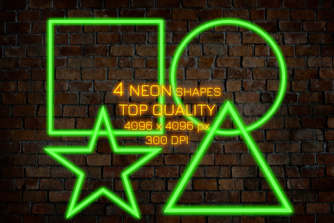 Green NEON Shapes Neon Geometric Figures Neon Light Effect - Etsy