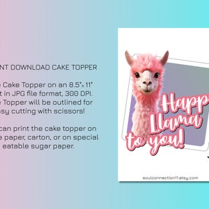Llama Cake Topper, Happy Llama to You, Printable Birthday Cake ...