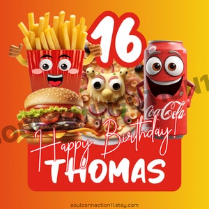 Fast Food Cake Topper, Personalized Cake Centerpiece, Junk Food ...