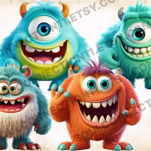 Cute Monster PNG Clipart Bundle, Rainbow Monster Image, Sublimation ...