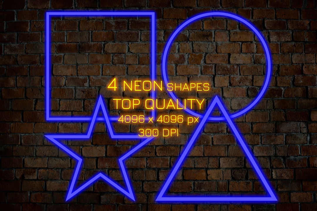 Blue NEON Shapes, Neon Geometric Figures, Neon Light Effect, Neon PNG ...