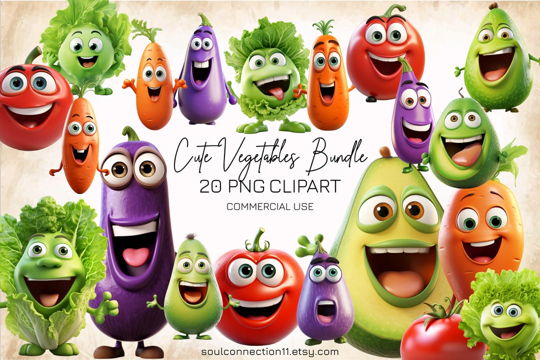 Funny Vegetables PNG Clipart, Vegetables Images Bundle, Avocado, Carrot ...