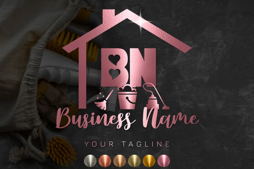 Pink Luxury Cleaning Service Logo, Rose Gold Cleaning Business Logo ...