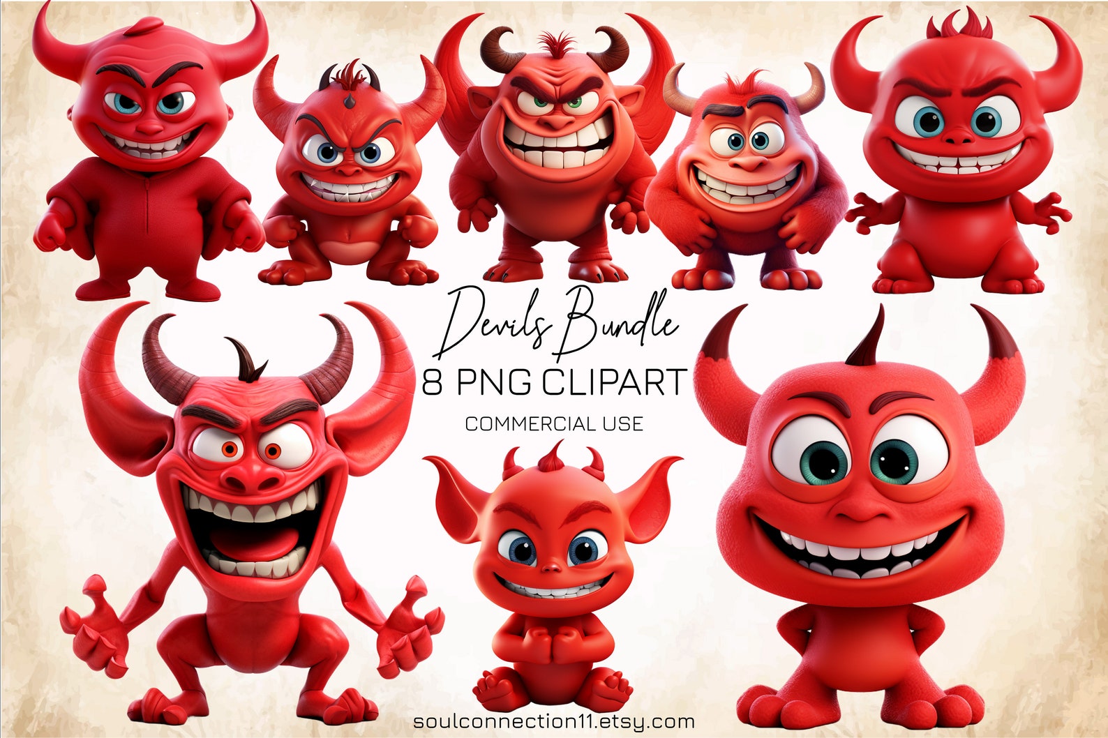 Devil PNG Clipart, Cartoon Devils Images Bundle, Sublimation Design ...
