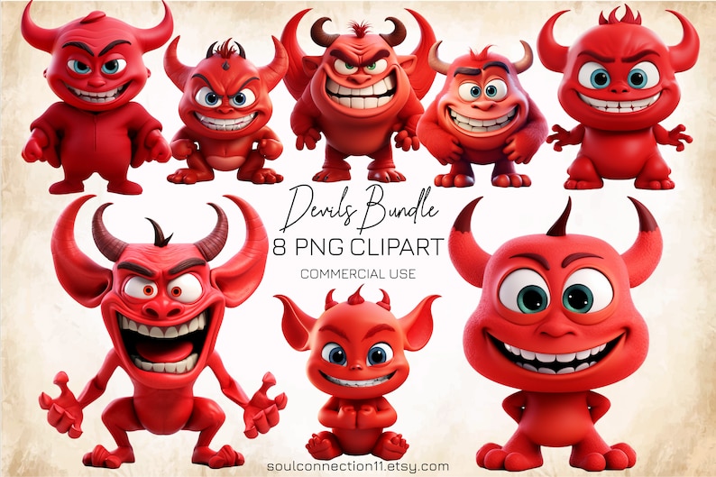 Devil PNG Clipart Cartoon Devils Images Bundle Sublimation - Etsy