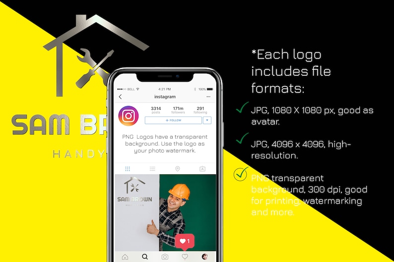 Premade Handyman Logo, Construction Company Branding (digital Files ...