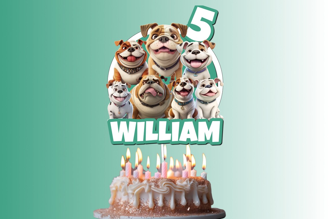 Bulldog Cake Topper Personalized Cake Centerpiece Printable - Etsy