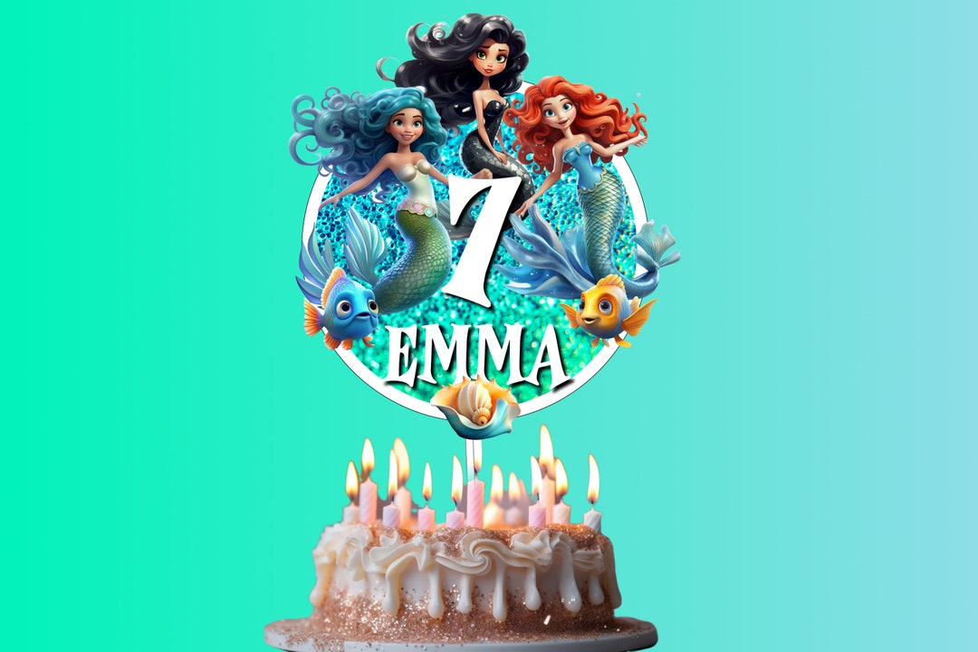 Little Mermaid Cake Topper, Personalized Mermaid Cake Centerpiece ...