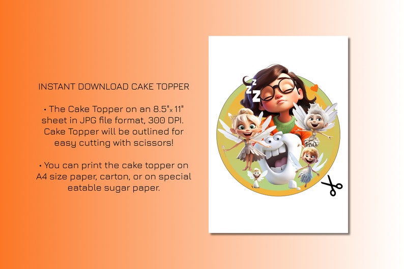 Tooth Fairy Cake Topper Printable Tooth Cake Centerpiece - Etsy