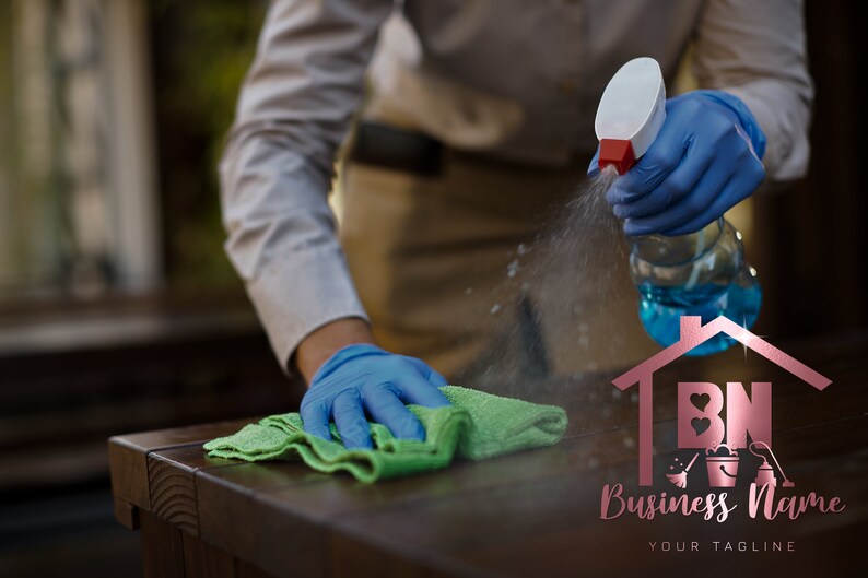 Pink Rose Gold Cleaning Service Logo, Modern Broom Logo (premade) - Etsy