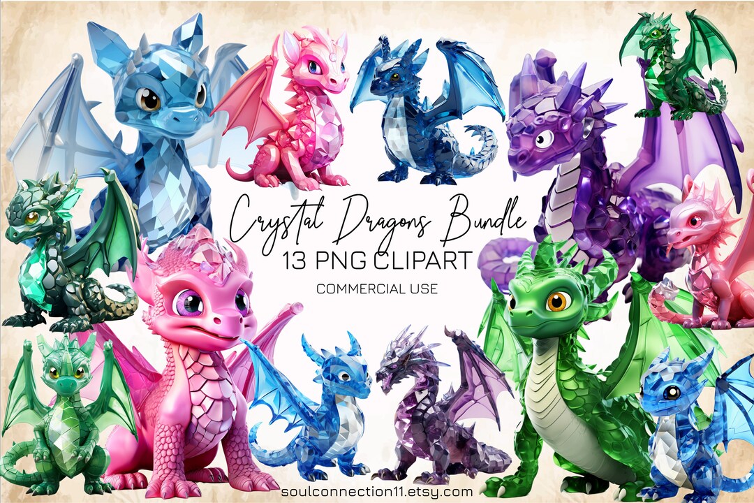 Crystal Dragons PNG Clipart, Cute Fantasy Dragons Images, Glass Dragons ...