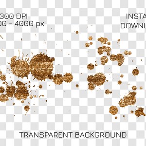 Bronze Splatters Clipart, Bronze Ink Splash PNG, Glitter Bronze ...