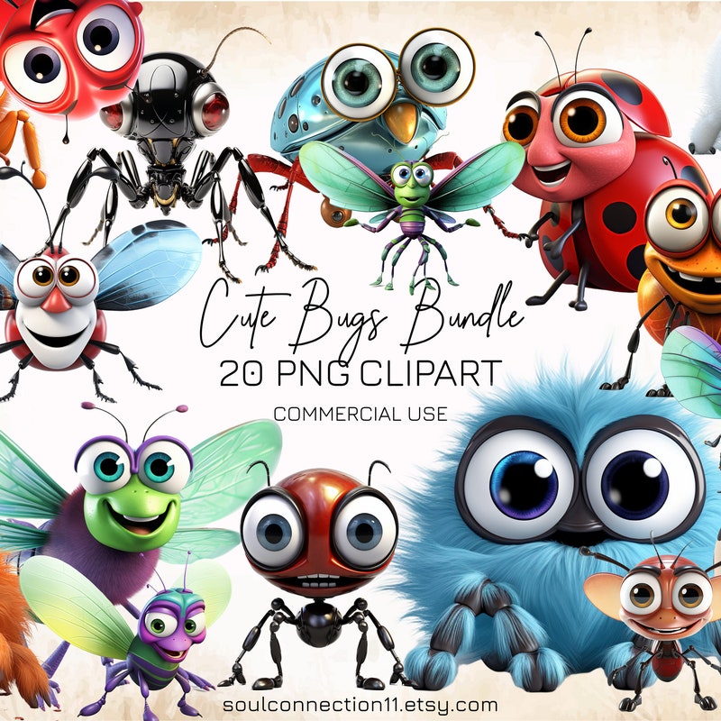 Cute Bugs Clipart - Etsy