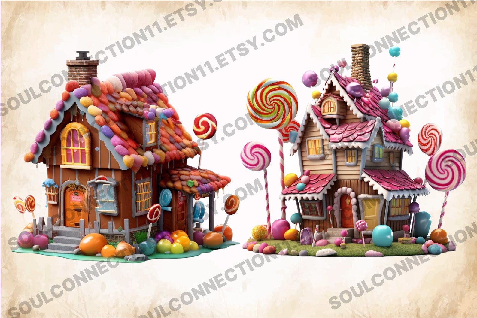 Fairy Candy Houses PNG Clipart Lollipop Houses Bundle Candy - Etsy