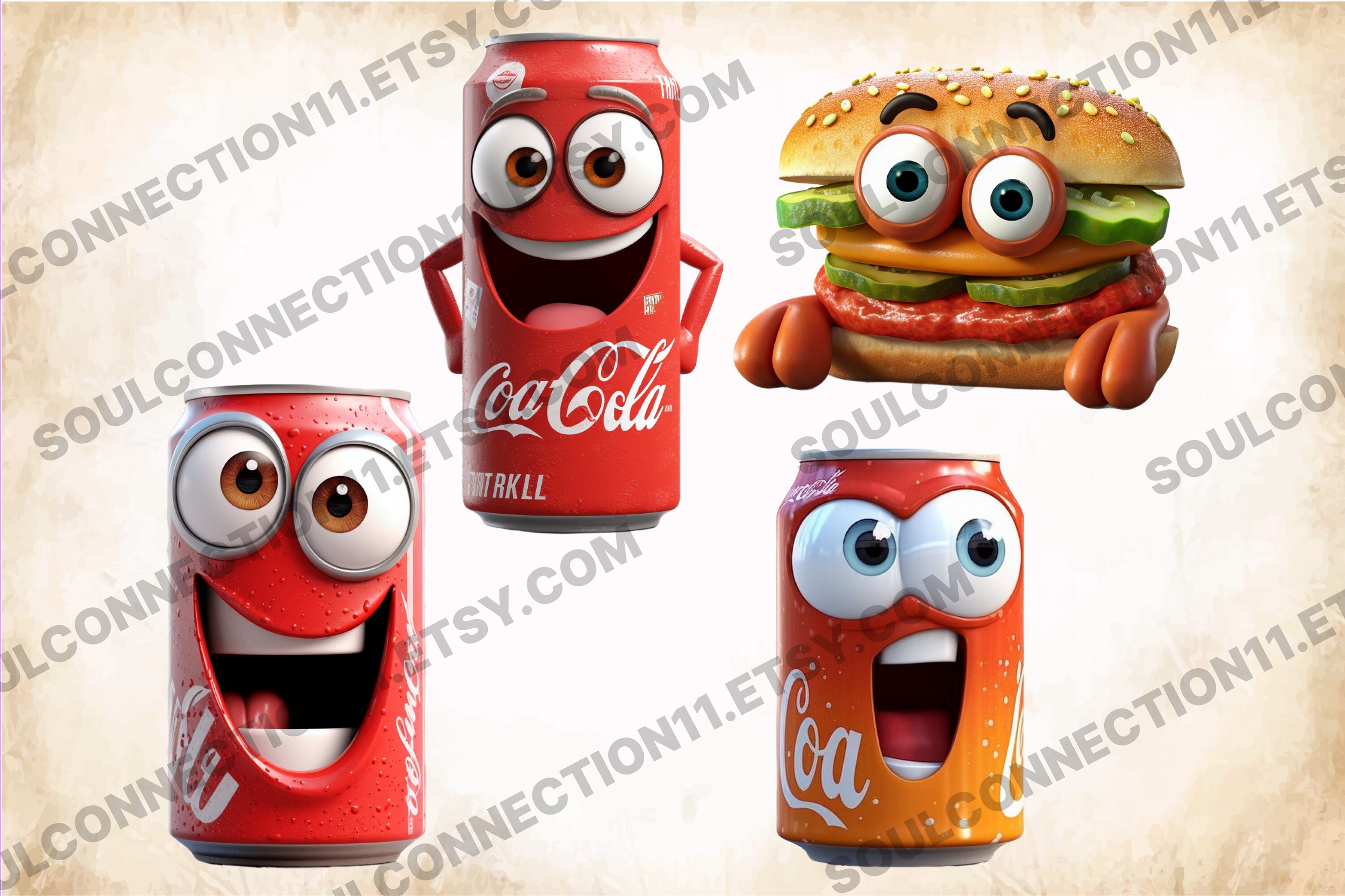 Cartoon Fast Food PNG Clipart Bundle, Junk Food Stickers (digital ...