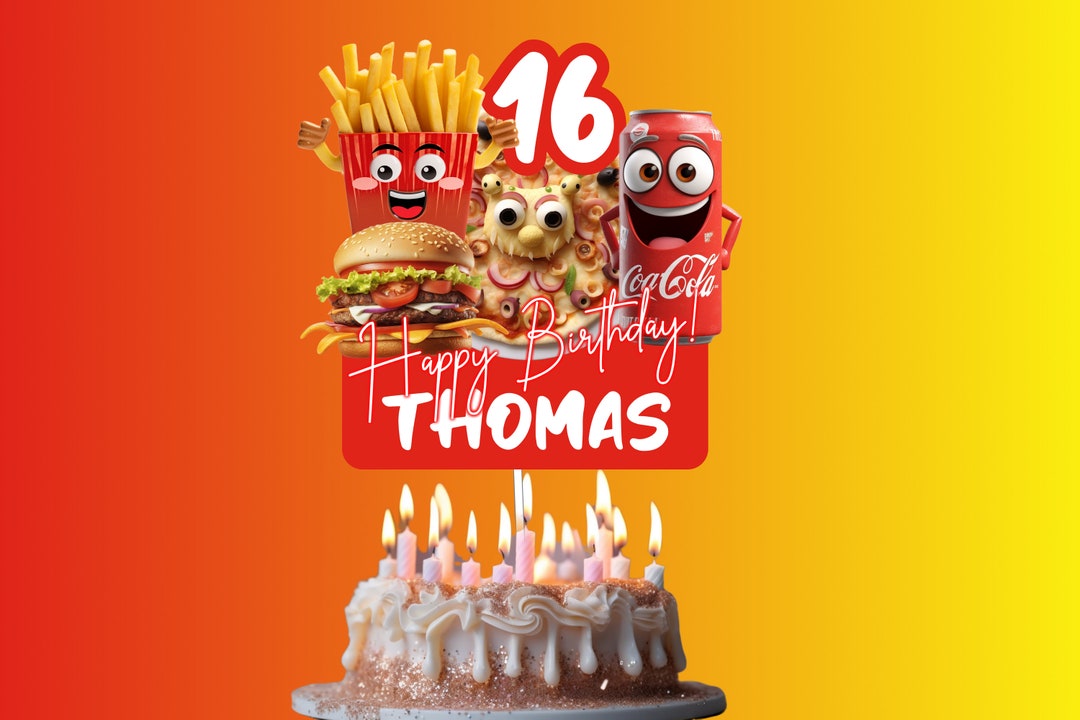 Fast Food Cake Topper, Personalized Cake Centerpiece, Junk Food ...