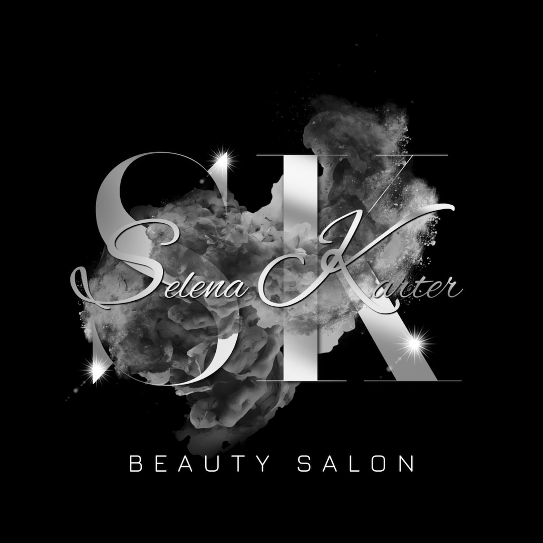 Custom Beauty Logo, Silver Black Logo, Sparkle Logo, Initials Logo ...