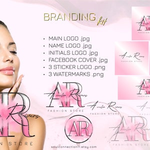 Pastel Pink Logo, Beauty Logo, Premade Logo, Blush Pink Logo, Black ...