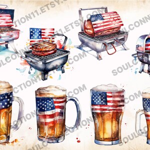Watercolor USA Patriotic PNG Clipart Bundle, Commercial Use, USA Flag ...