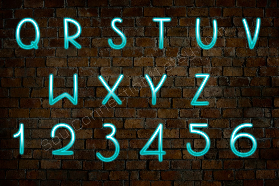 Ice Cold NEON Alphabet PNG Blue Neon Letters and Numbers - Etsy