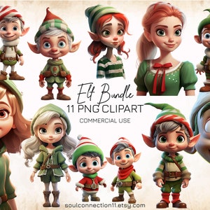 Elf PNG Clipart Bundle, Christmas Elves Images, Sublimation Design ...