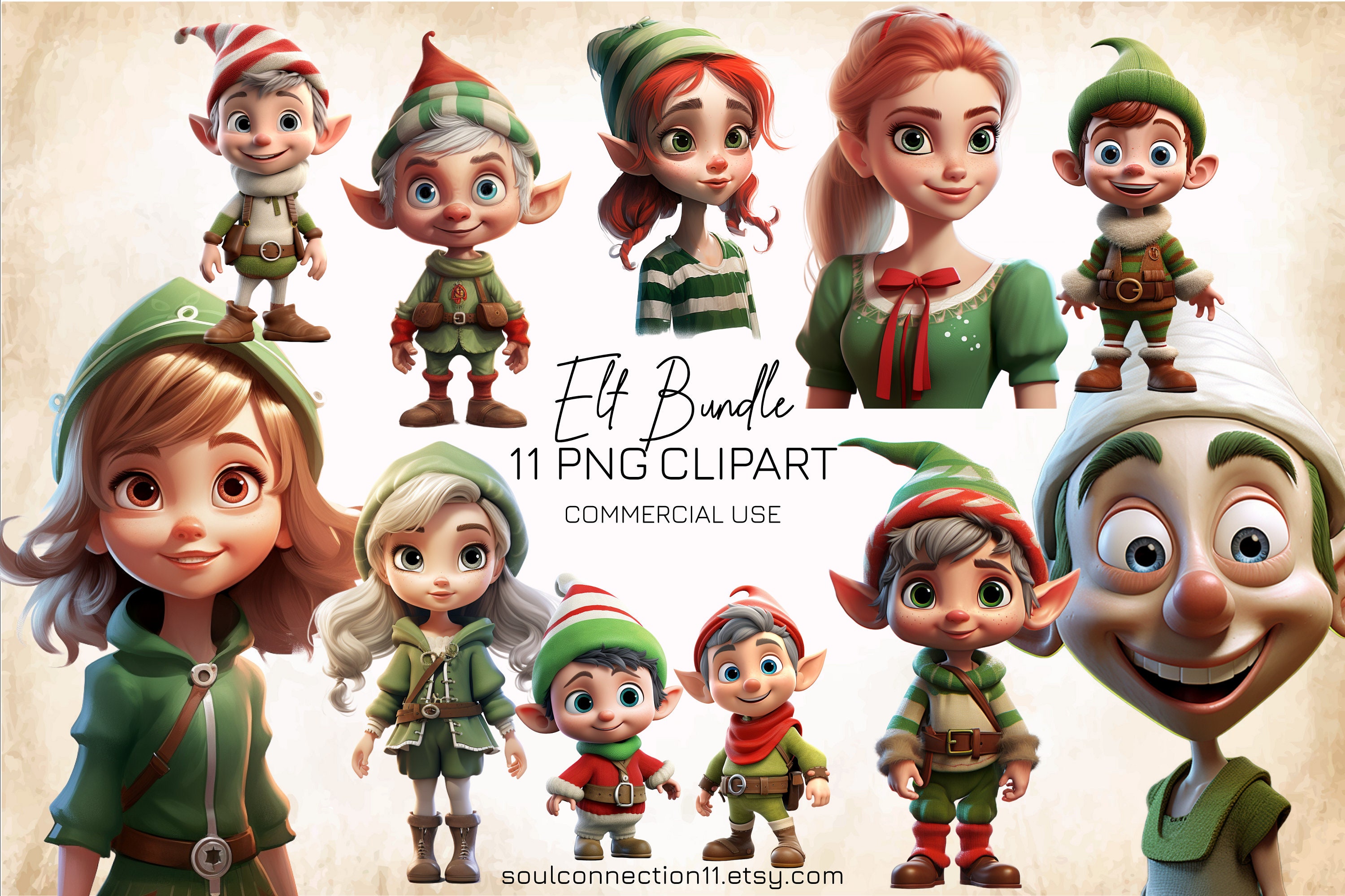 Elf PNG Clipart Bundle Christmas Elves Images Sublimation - Etsy