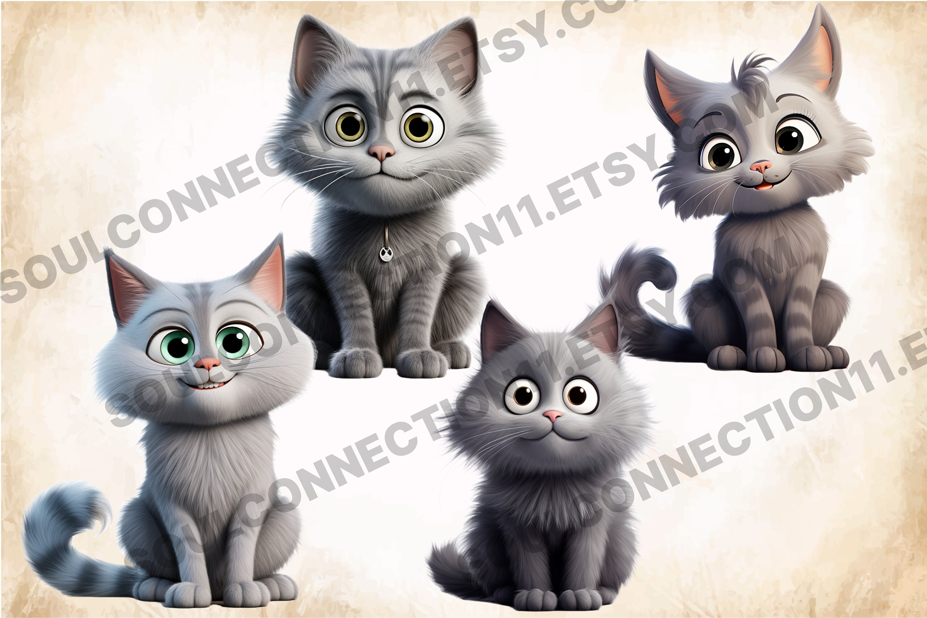 Cute Cats PNG Clipart Bundle Cartoon Kittens Images - Etsy