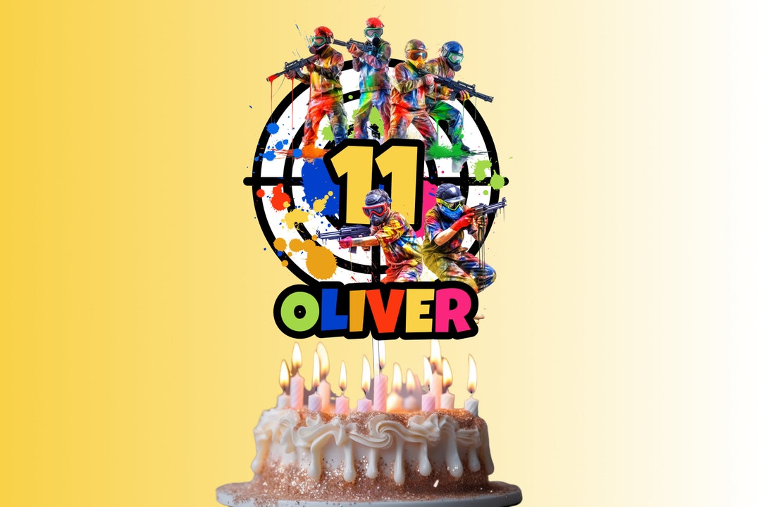 Paintball Cake Topper, Personalized Birthday Cake Topper, Printable ...