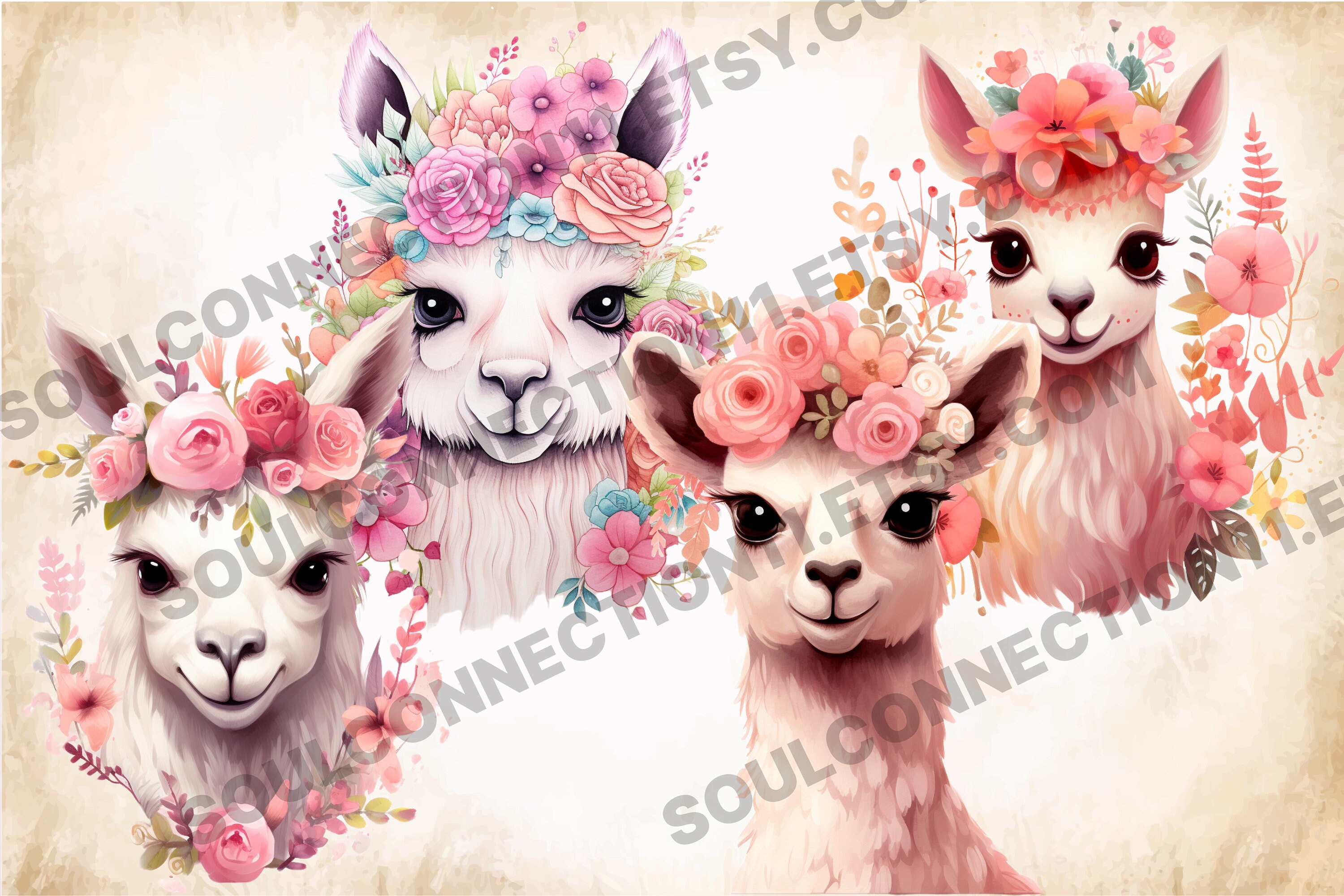 Cute Pink Llama PNG Clipart Fantasy Llama Images Bundle - Etsy