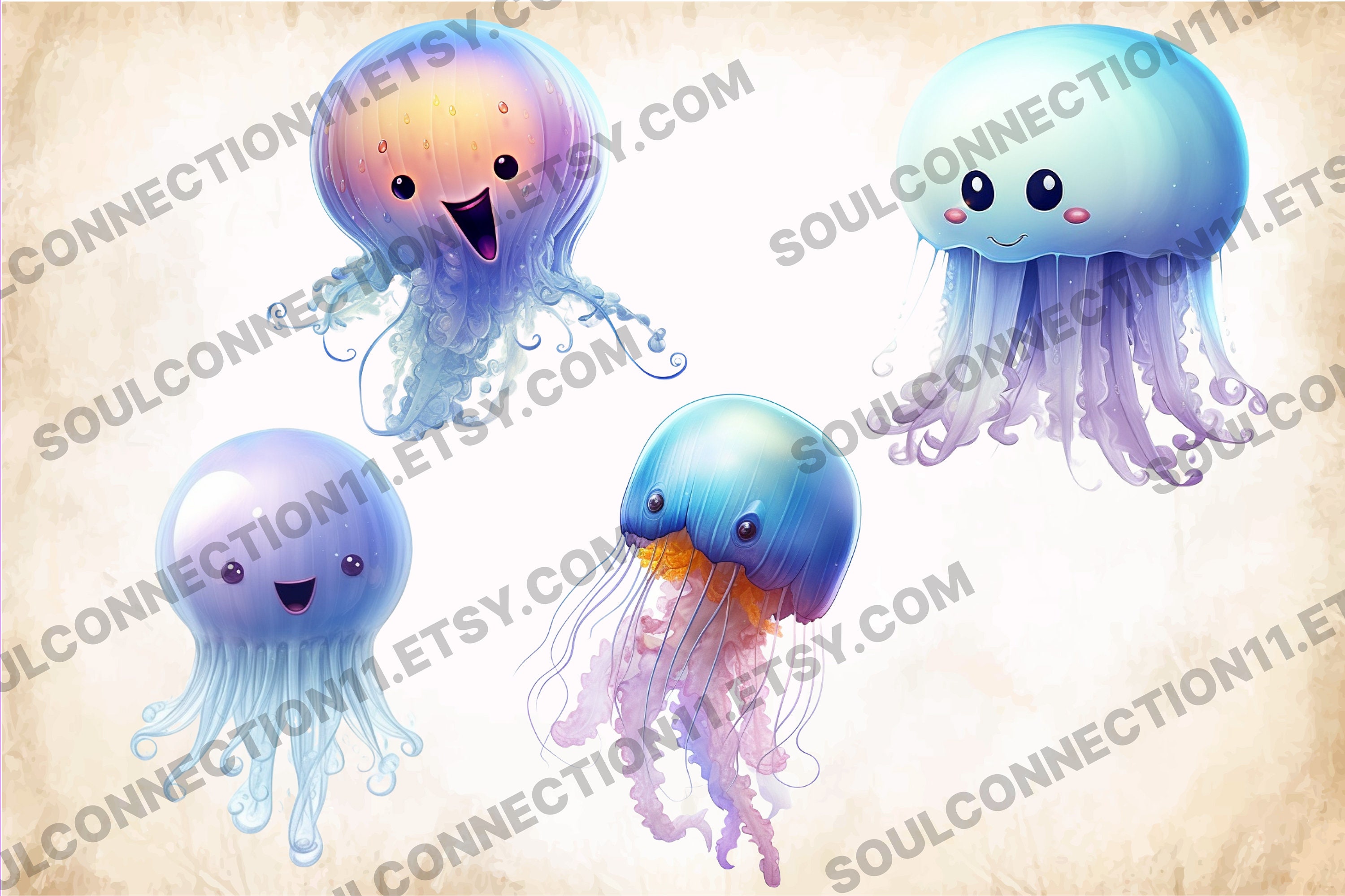 Jellyfish Clipart Bundle, Sea Animals PNG, Sublimation Design - Etsy