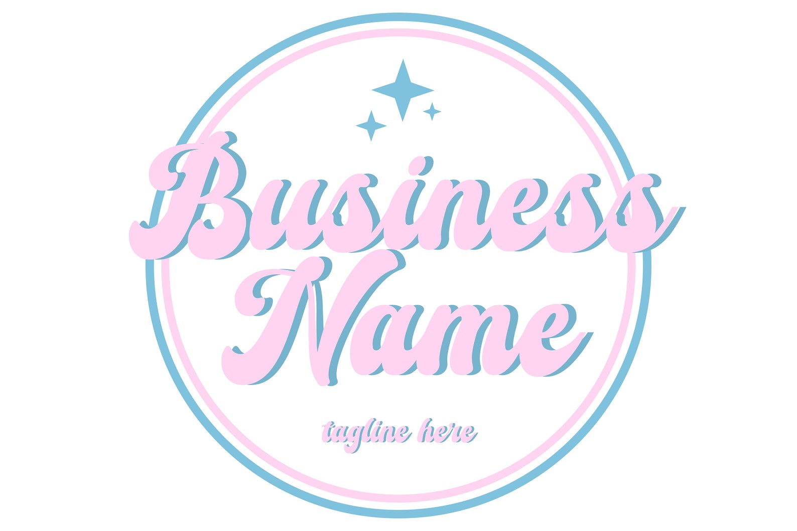 Pink Blue Retro Logo Minimalist Beauty Logo Boho Premade - Etsy