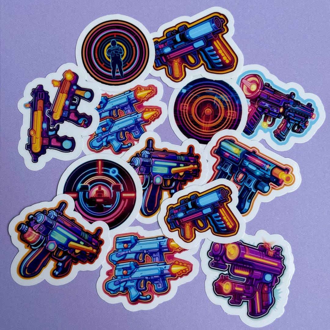 Laser Tag Vinyl Sticker Set: Neon Party Favors - Etsy