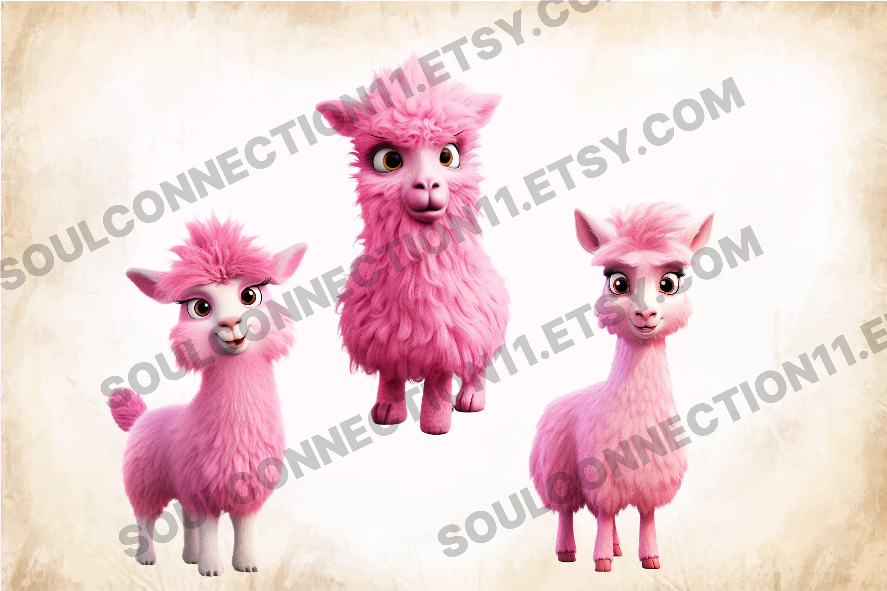 Cute Pink Llama PNG Clipart Fantasy Llama Images Bundle - Etsy