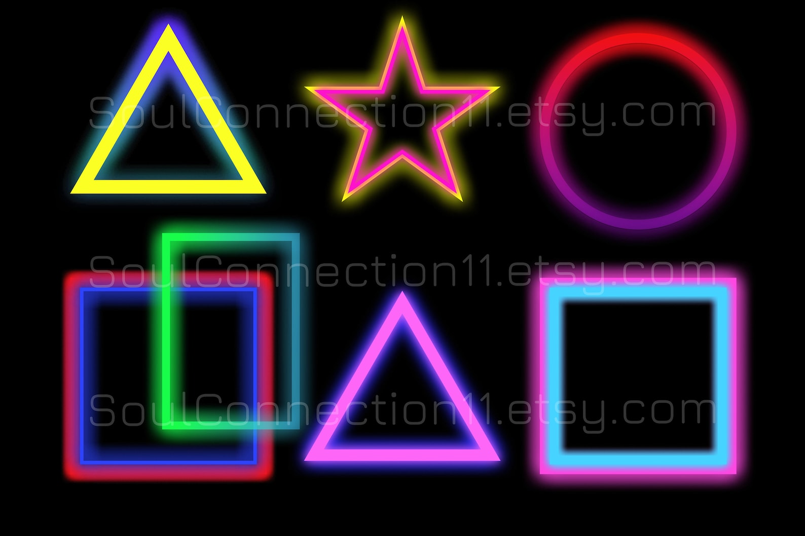 15 NEON PNG Shapes Neon Geometric Figures Neon Light Glow - Etsy