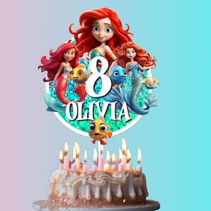Mermaid Cake Topper, Personalized Birthday Cake Centerpiece, Little ...