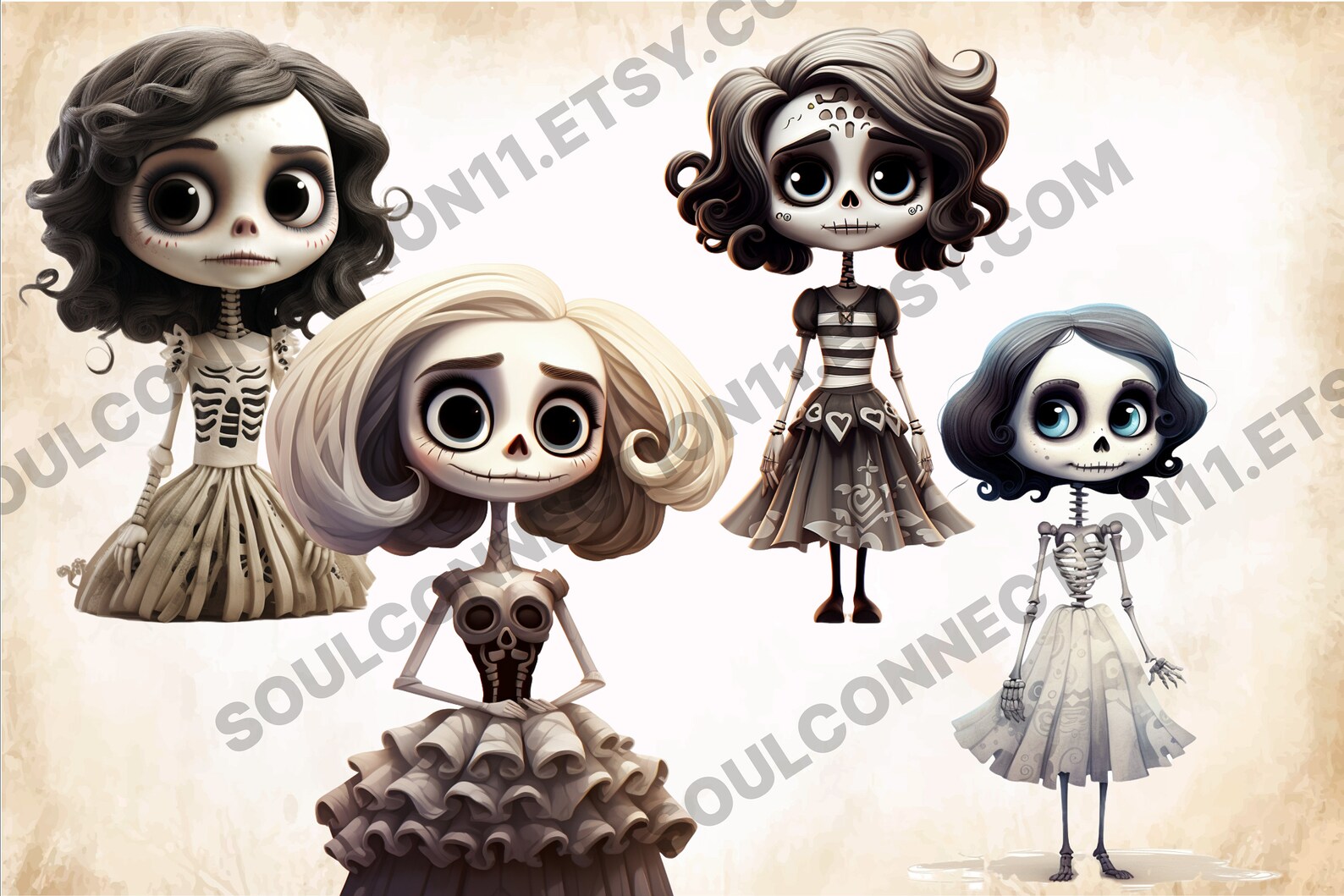 Cute Skeleton PNG Clipart Skeleton Images Bundle Halloween - Etsy