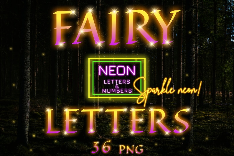 Fairy Sparkle NEON Letters & Numbers Yellow Neon Alphabet - Etsy