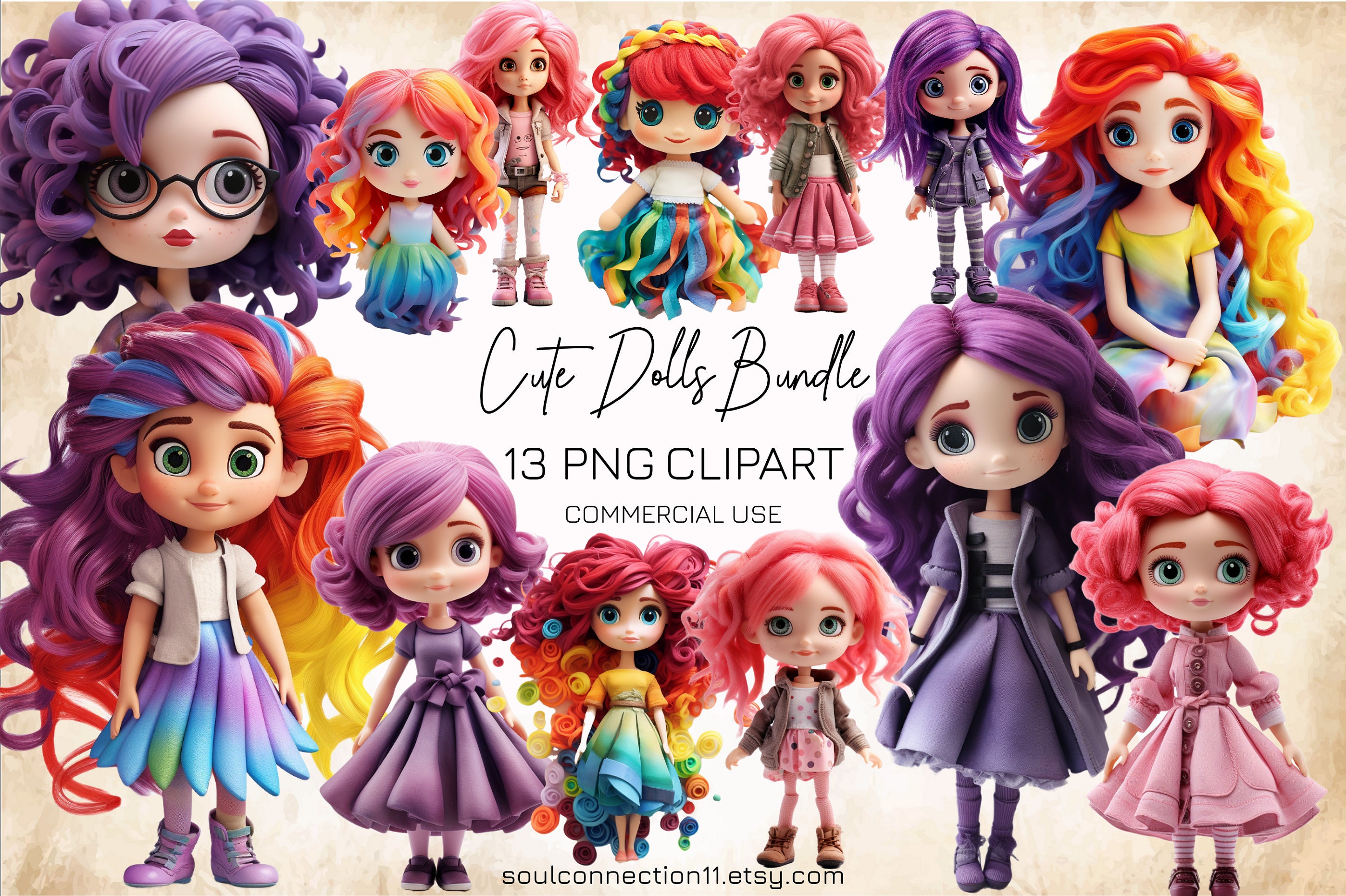 Cute Dolls PNG Clipart Dolls Images Bundle Pinkhair Doll - Etsy