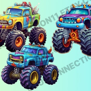 Monster Truck PNG Clipart, Colorful Monster Truck Bundle, Sublimation ...