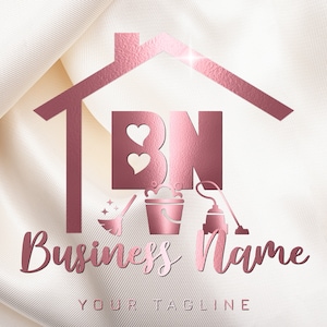 Pink Luxury Cleaning Service Logo, Rose Gold Cleaning Business Logo ...